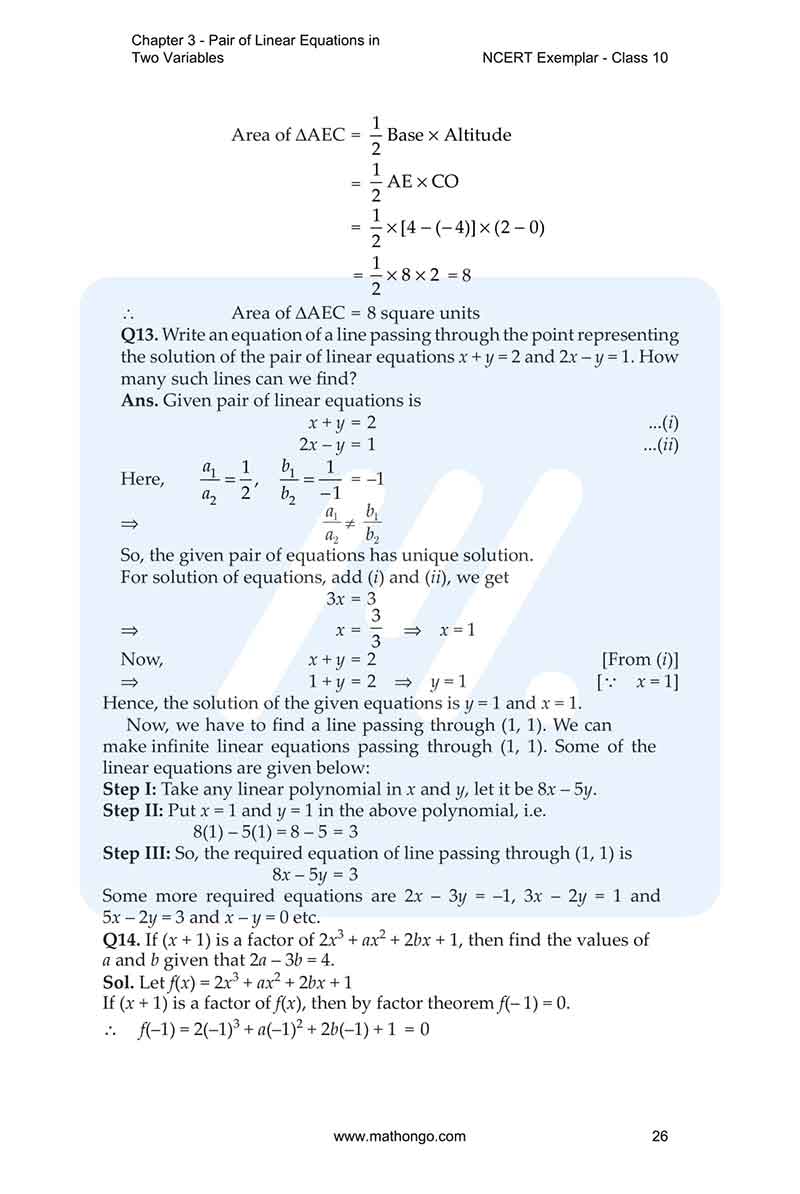 NCERT Exemplar for Class 10 Maths Chapter 3 – MathonGo