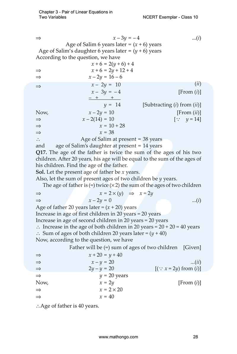 NCERT Exemplar for Class 10 Maths Chapter 3 – MathonGo