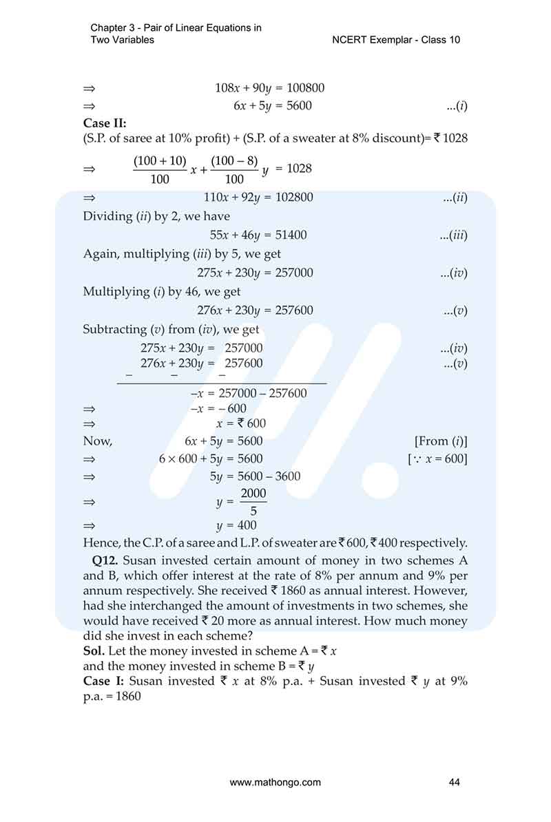 NCERT Exemplar for Class 10 Maths Chapter 3 – MathonGo