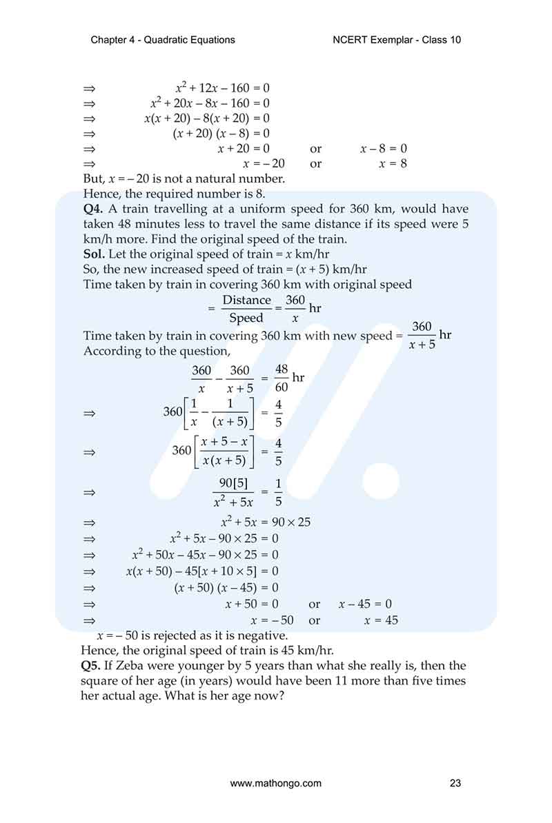 NCERT Exemplar for Class 10 Maths Chapter 4 – MathonGo