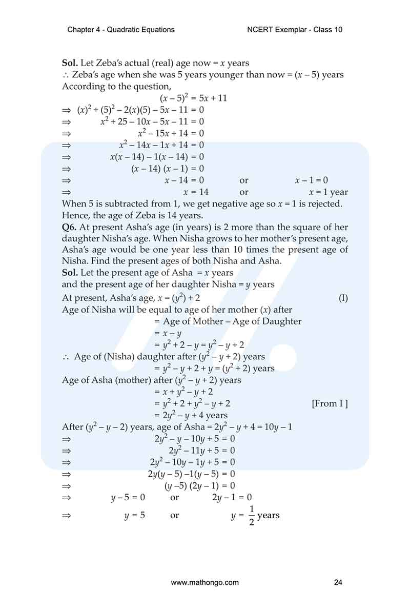 NCERT Exemplar for Class 10 Maths Chapter 4 – MathonGo