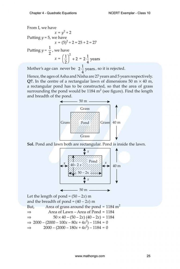 NCERT Exemplar for Class 10 Maths Chapter 4 – MathonGo