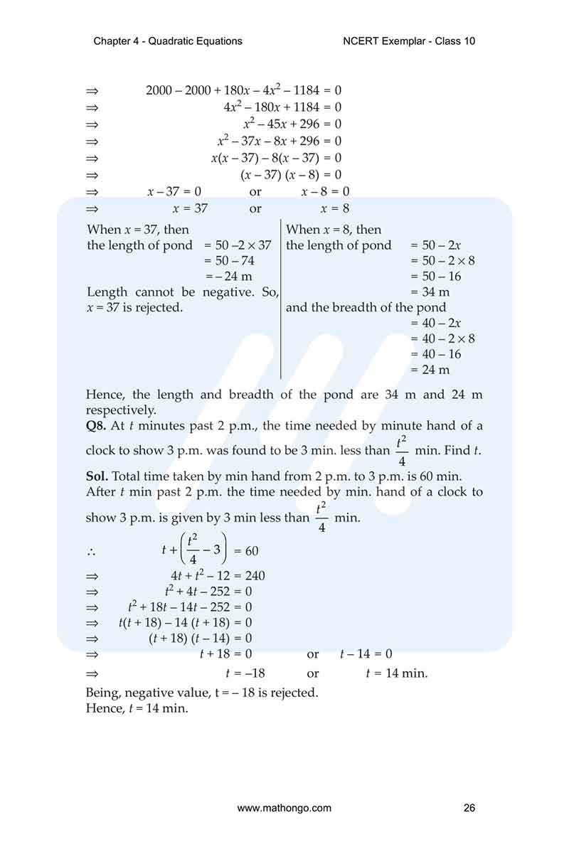 NCERT Exemplar for Class 10 Maths Chapter 4 – MathonGo