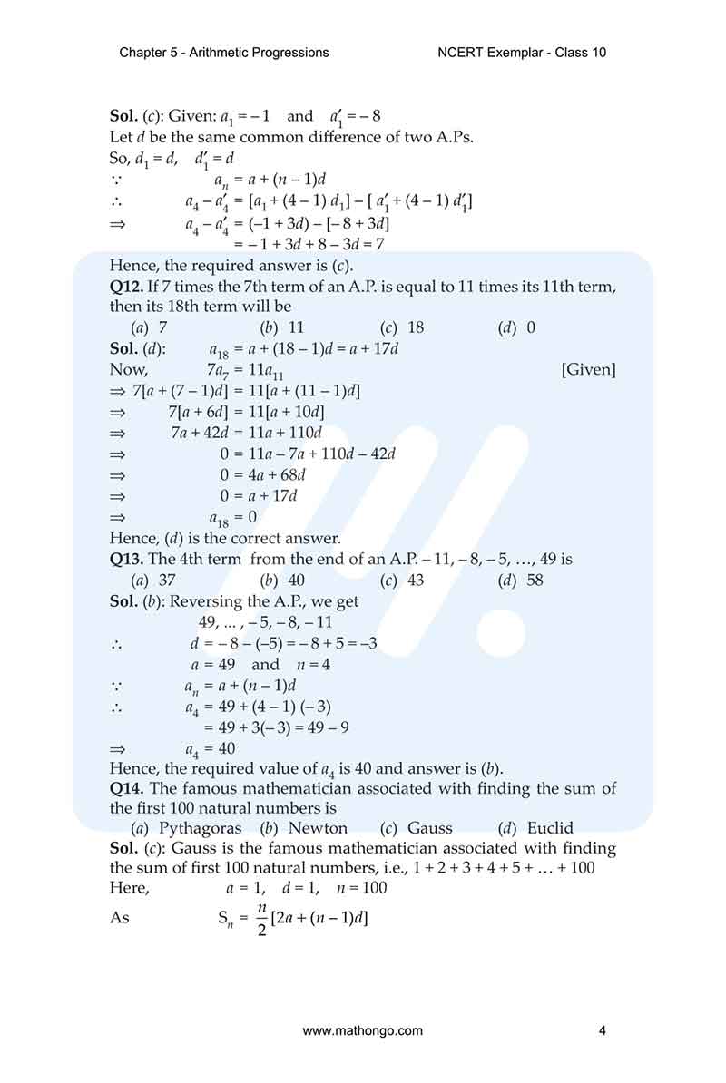 NCERT Exemplar for Class 10 Maths Chapter 5 – MathonGo
