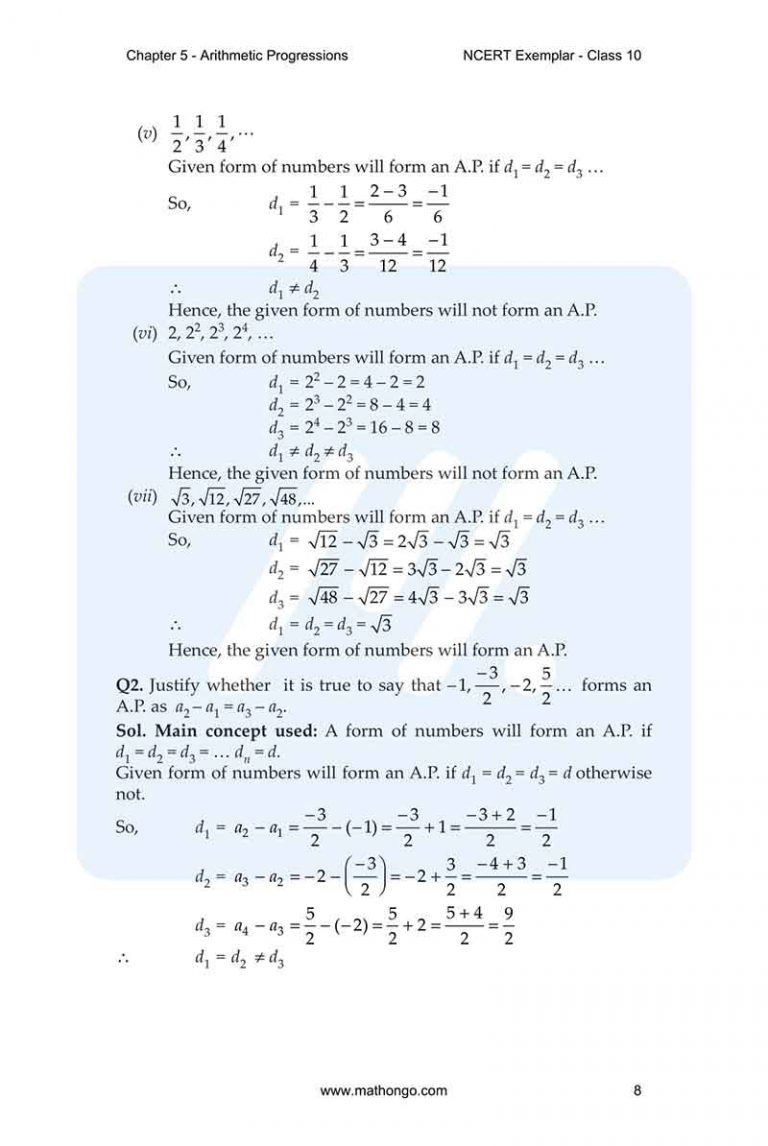 NCERT Exemplar for Class 10 Maths Chapter 5 – MathonGo