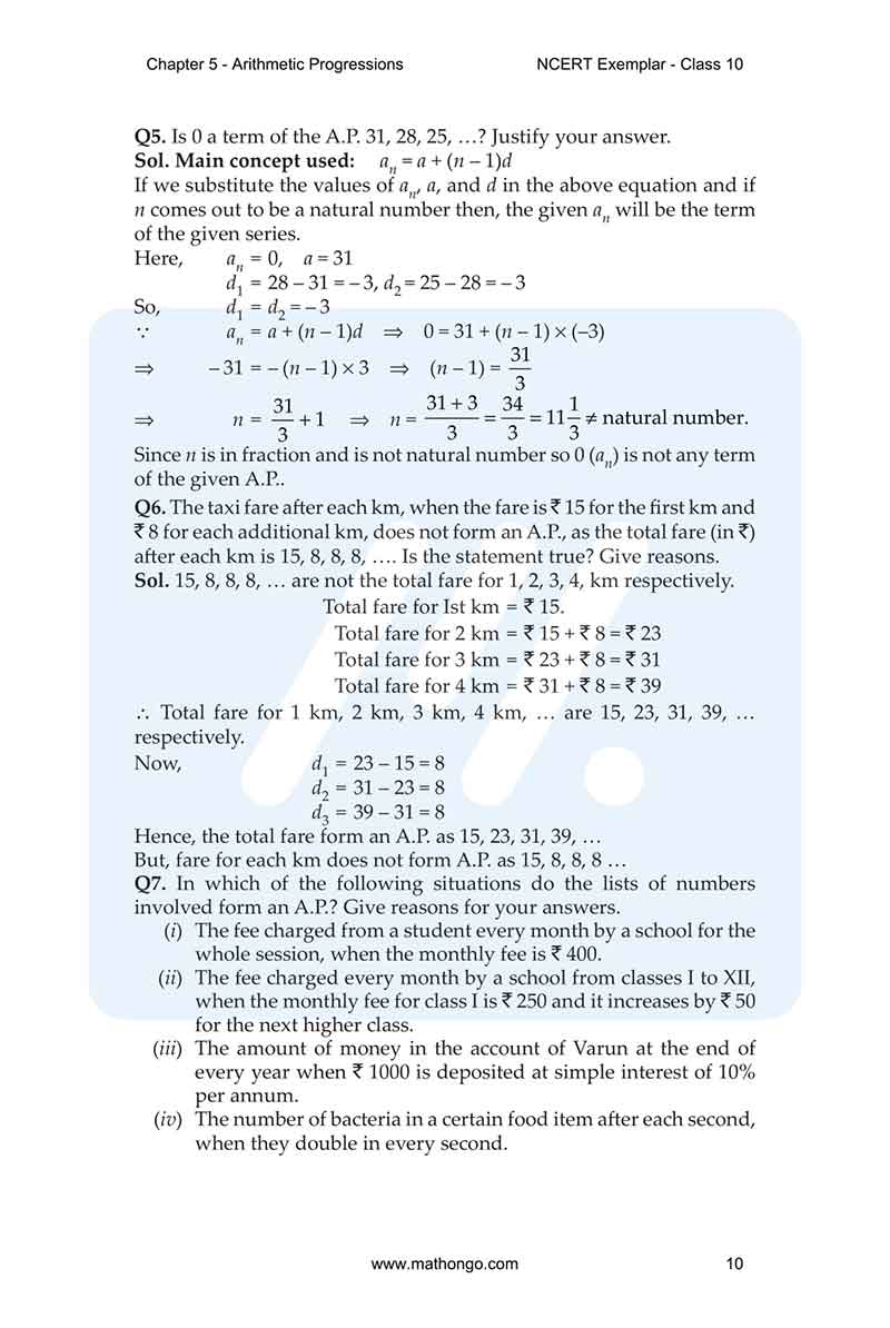 NCERT Exemplar for Class 10 Maths Chapter 5 – MathonGo