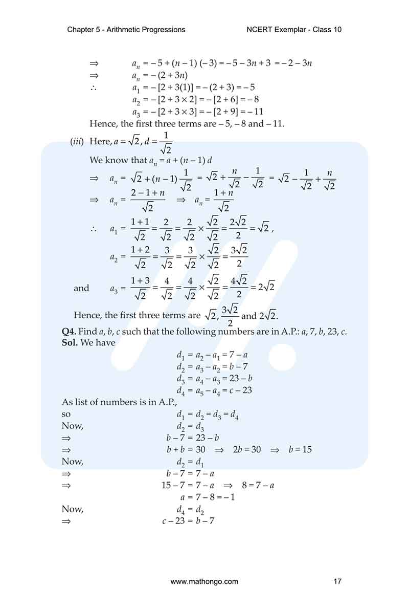 NCERT Exemplar for Class 10 Maths Chapter 5 – MathonGo