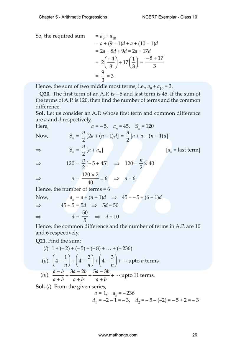 NCERT Exemplar for Class 10 Maths Chapter 5 – MathonGo