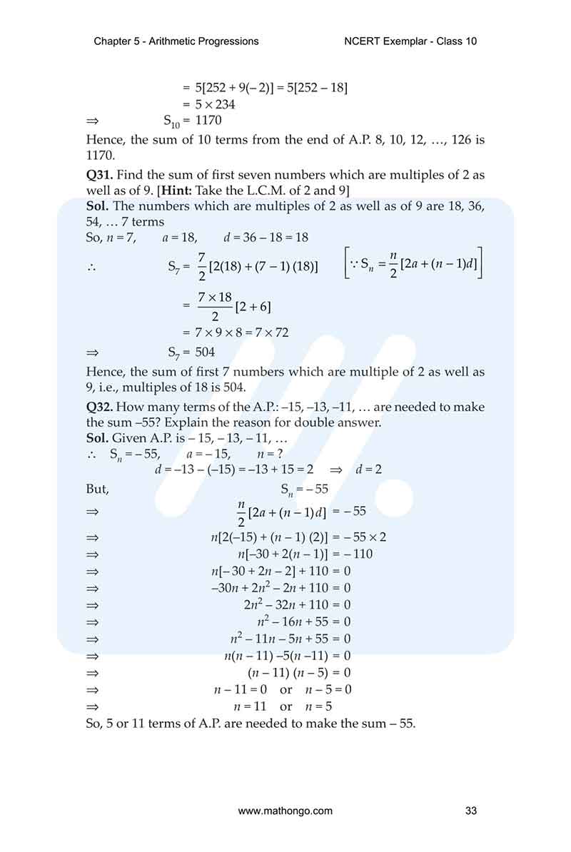 NCERT Exemplar for Class 10 Maths Chapter 5 – MathonGo