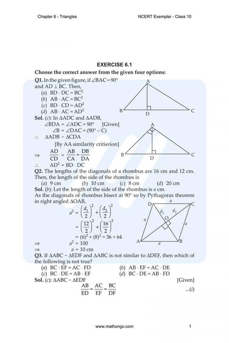 NCERT Exemplar for Class 10 Maths Chapter 6 – MathonGo