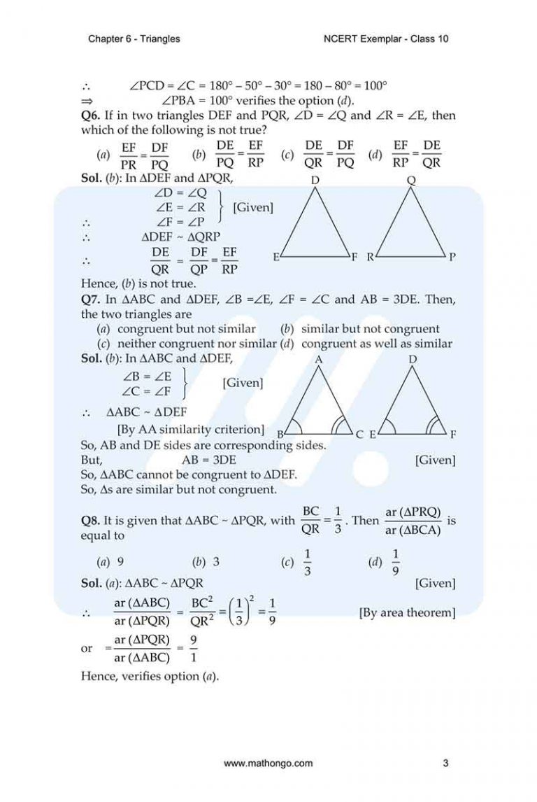 NCERT Exemplar for Class 10 Maths Chapter 6 – MathonGo