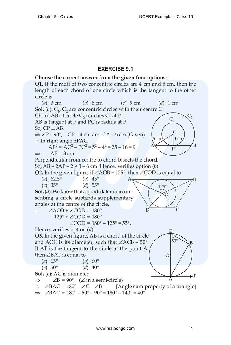 NCERT Exemplar for Class 10 Maths Chapter 9 – MathonGo