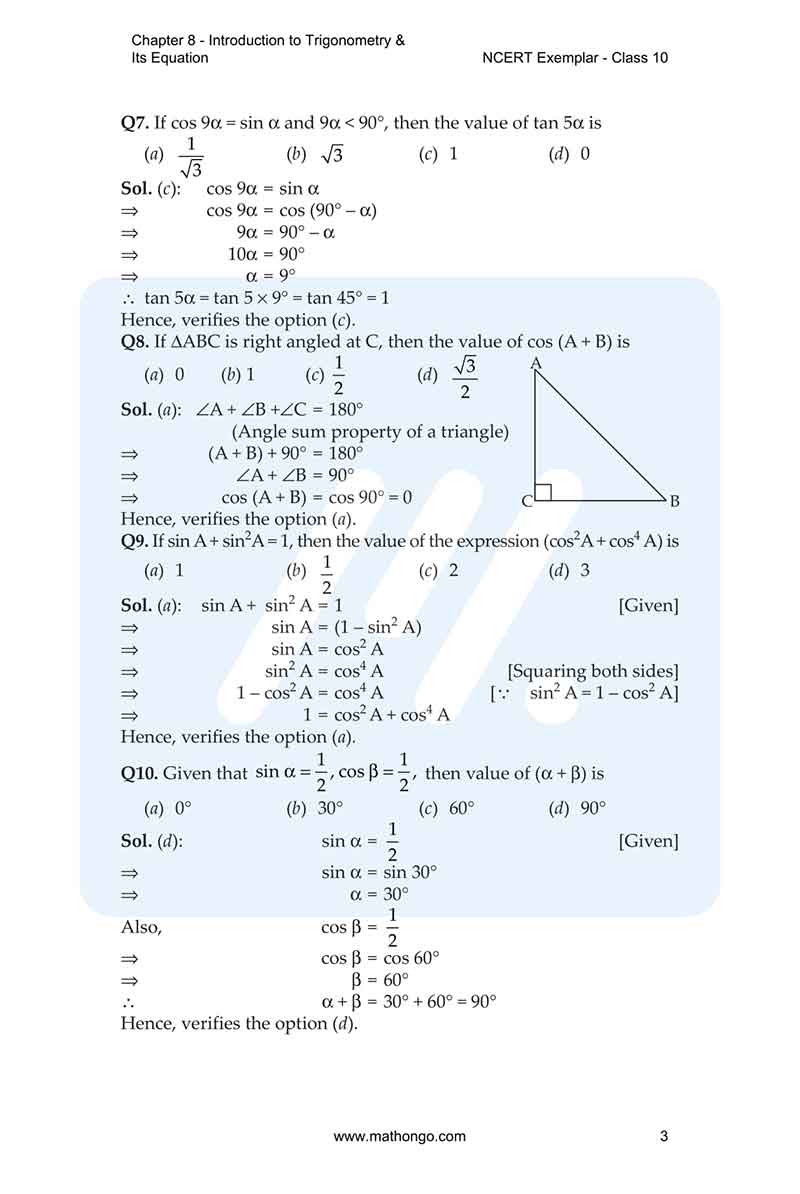 NCERT Exemplar for Class 10 Maths Chapter 8 – MathonGo