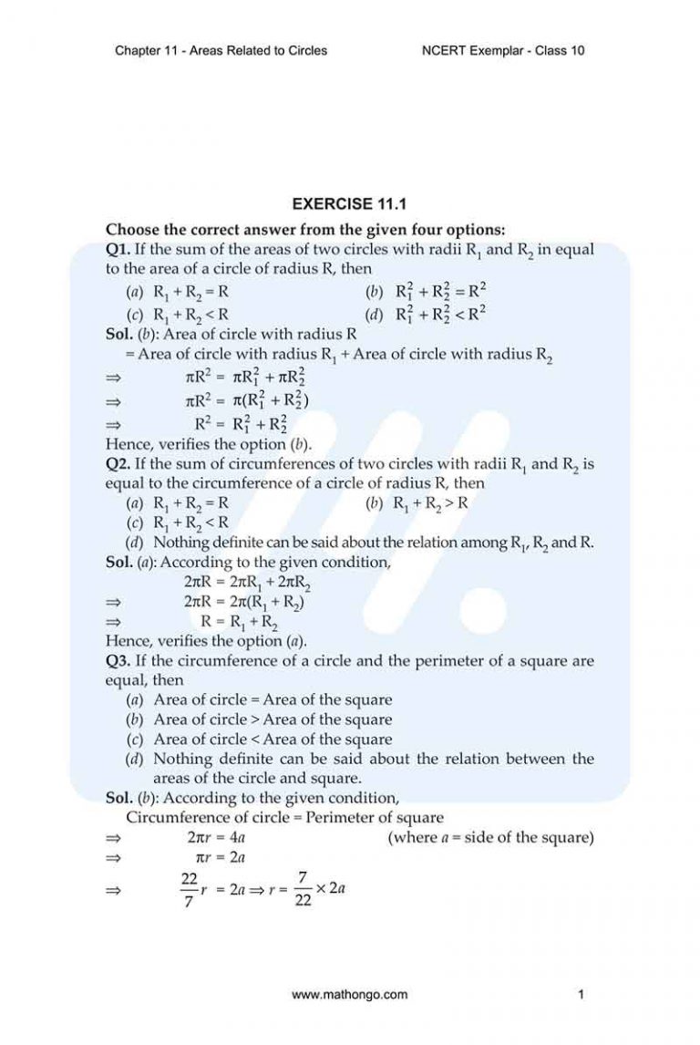 NCERT Exemplar for Class 10 Maths Chapter 11 – MathonGo