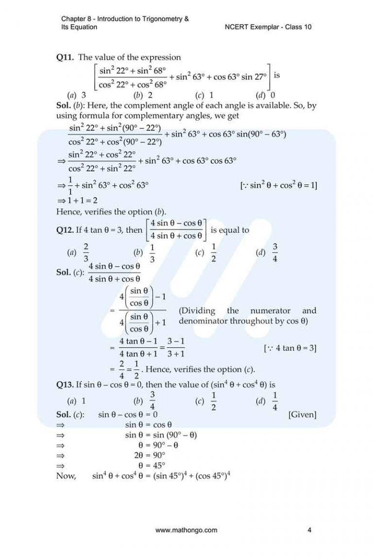 NCERT Exemplar for Class 10 Maths Chapter 8 – MathonGo
