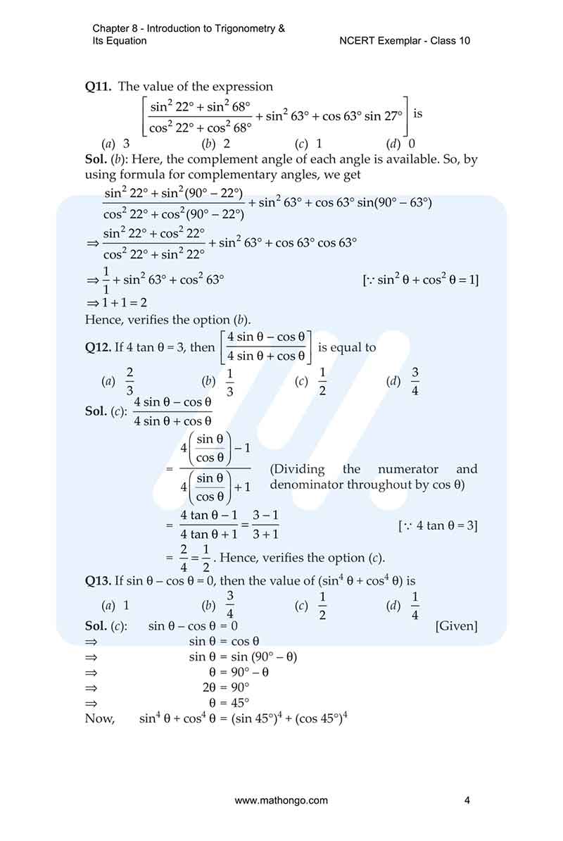 NCERT Exemplar for Class 10 Maths Chapter 8 – MathonGo