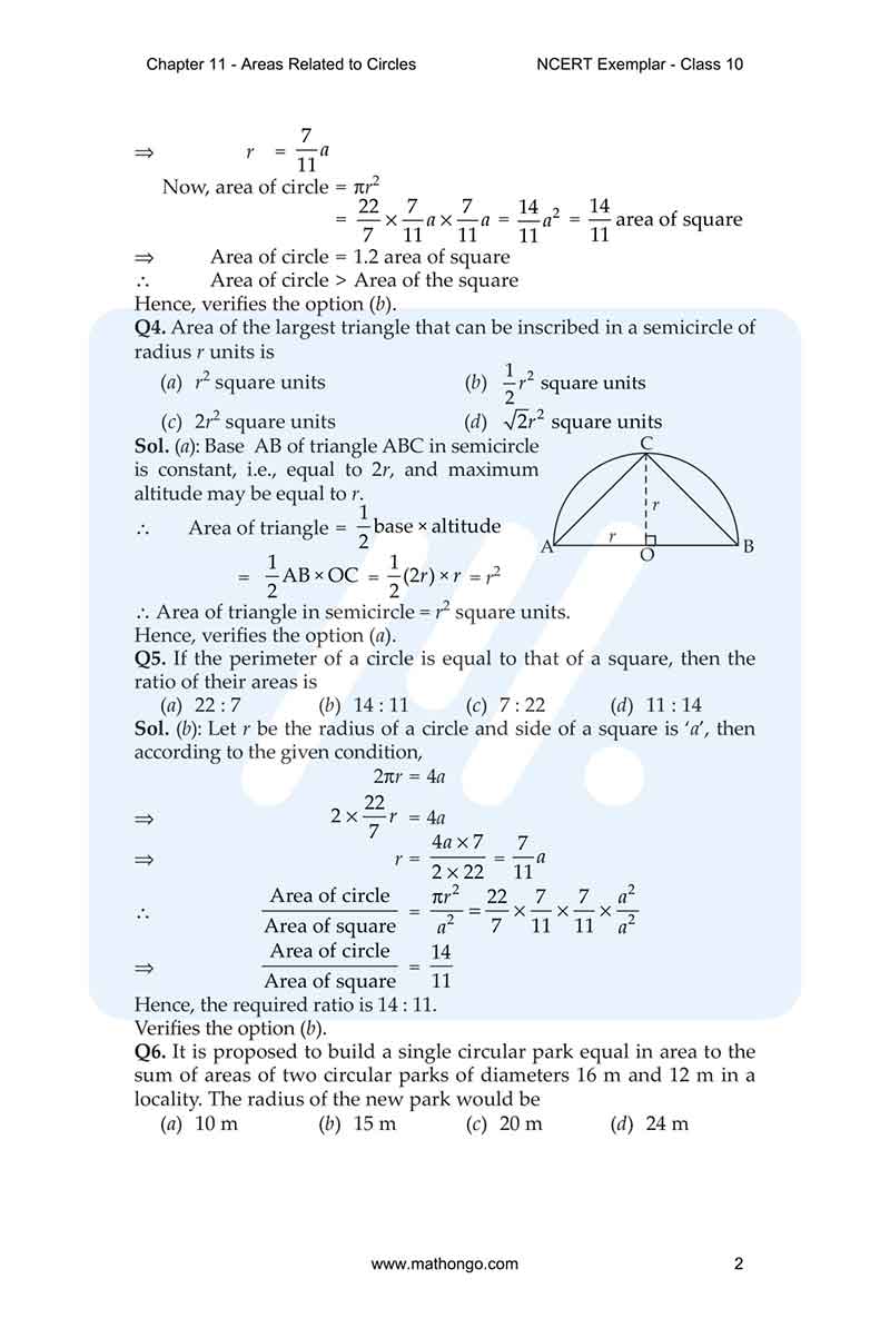 NCERT Exemplar for Class 10 Maths Chapter 11 – MathonGo