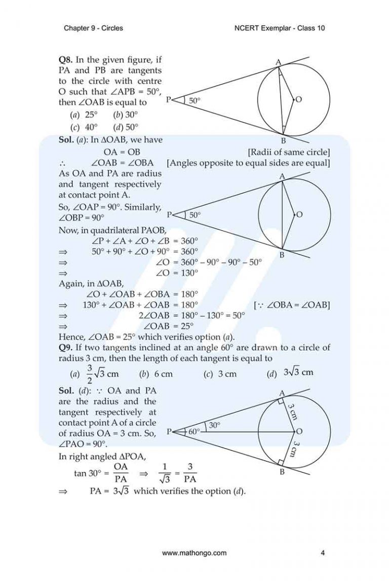 NCERT Exemplar for Class 10 Maths Chapter 9 – MathonGo