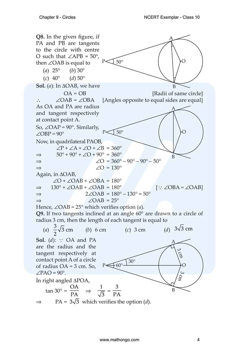 NCERT Exemplar for Class 10 Maths Chapter 9 – MathonGo