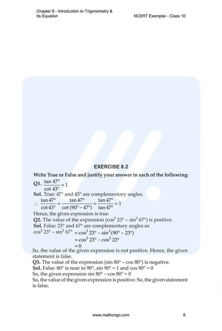 NCERT Exemplar for Class 10 Maths Chapter 8 – MathonGo