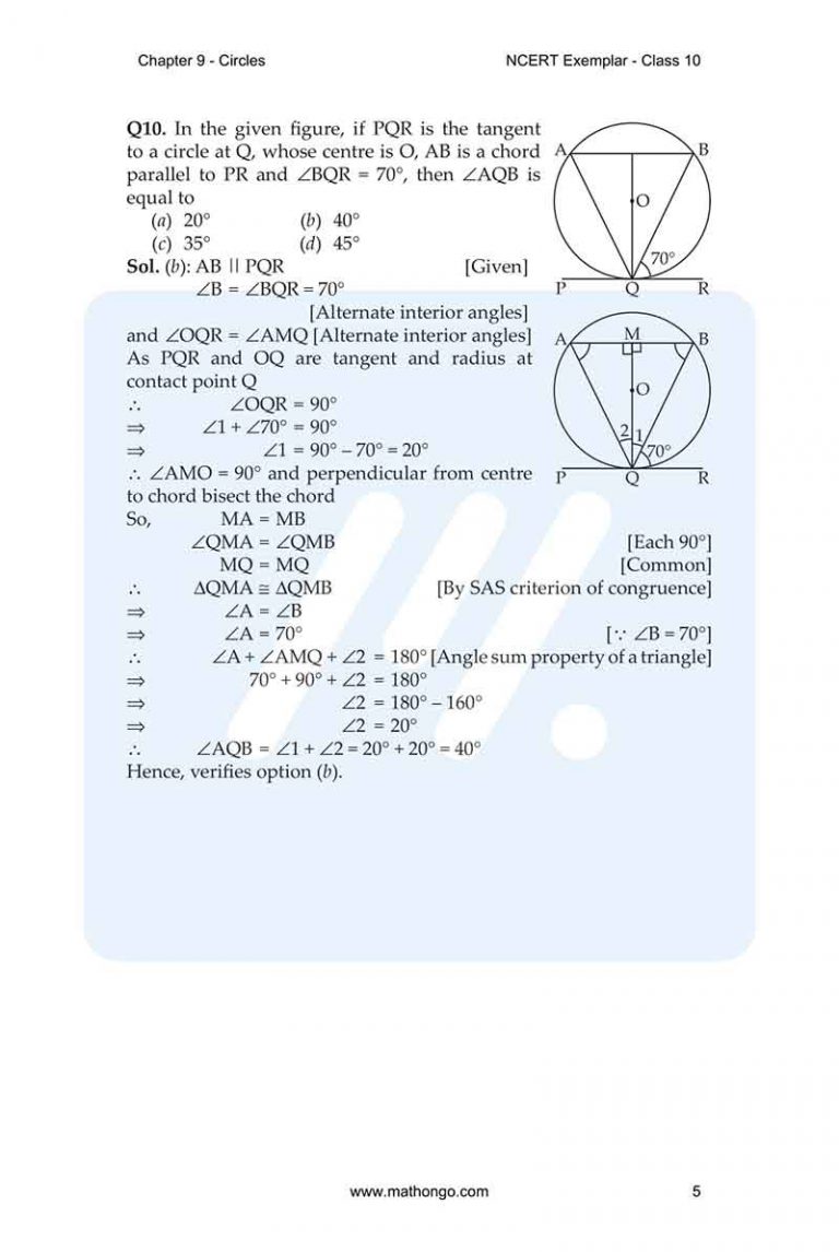 NCERT Exemplar for Class 10 Maths Chapter 9 – MathonGo