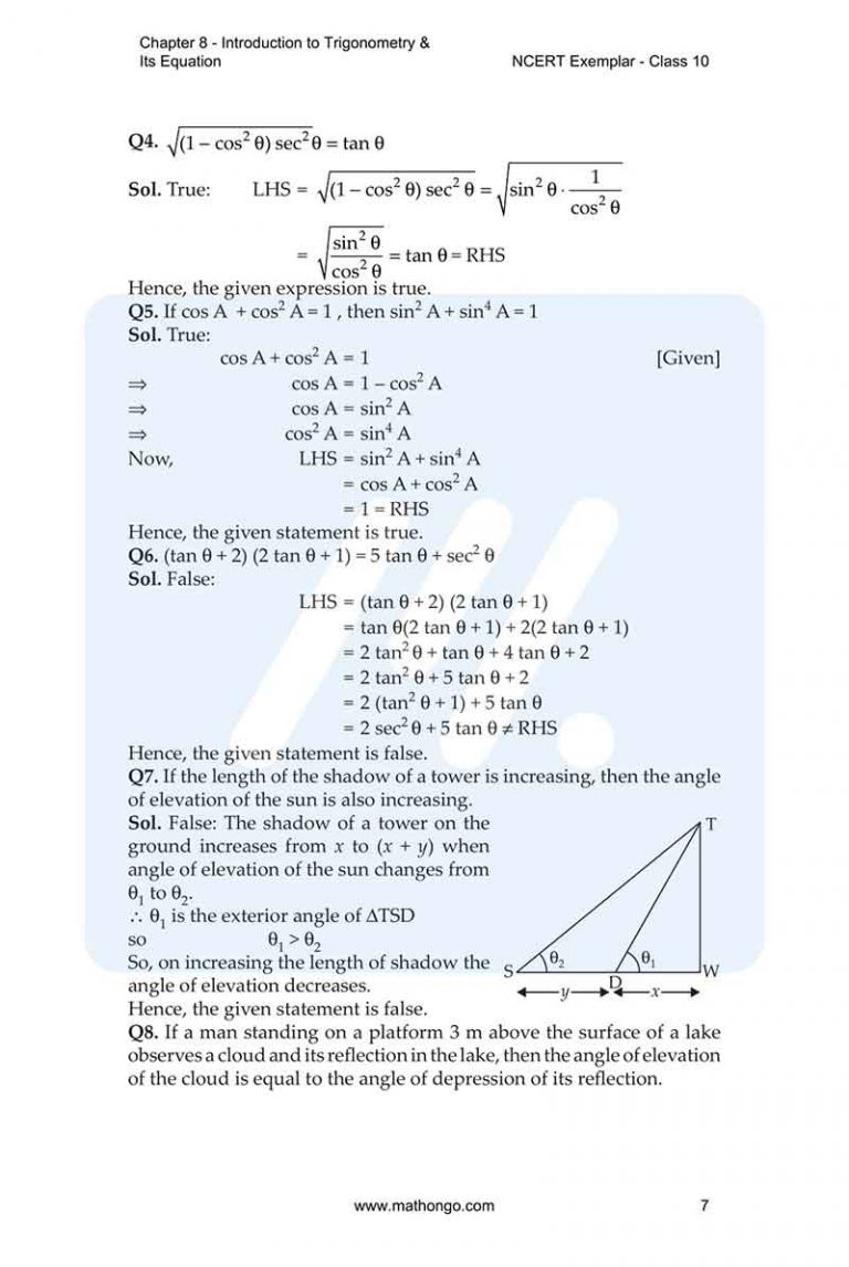 NCERT Exemplar for Class 10 Maths Chapter 8 – MathonGo