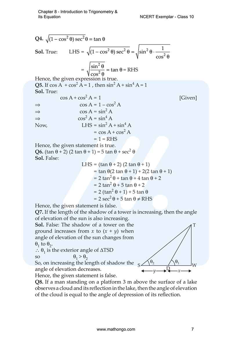 NCERT Exemplar for Class 10 Maths Chapter 8 – MathonGo