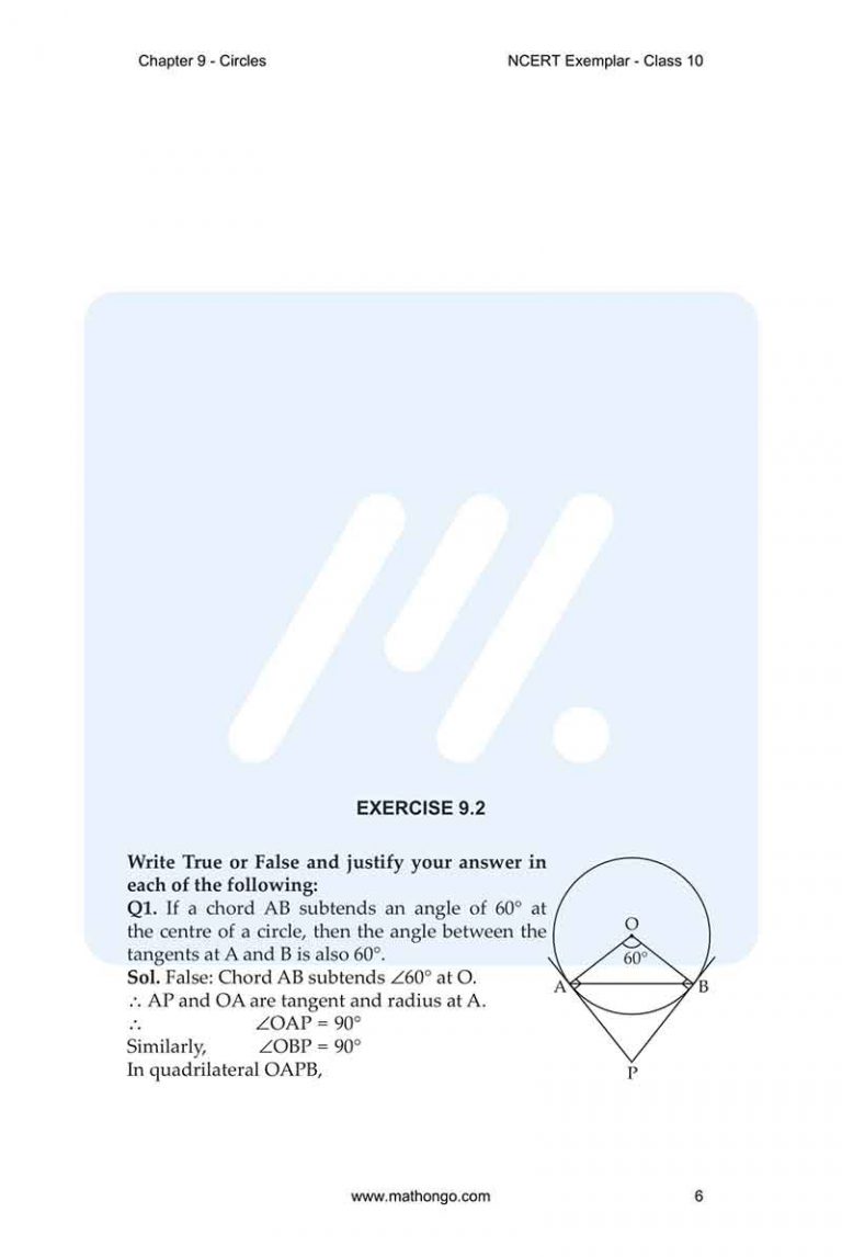 NCERT Exemplar for Class 10 Maths Chapter 9 – MathonGo