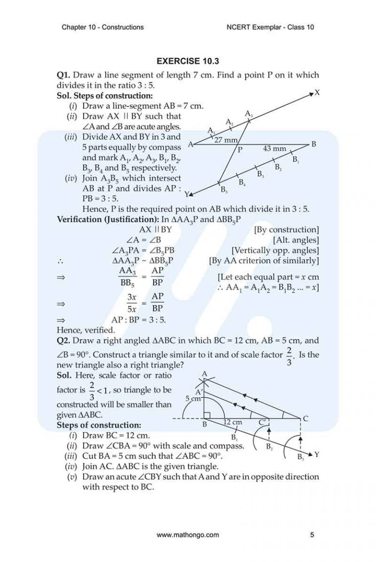 NCERT Exemplar for Class 10 Maths Chapter 10 – MathonGo
