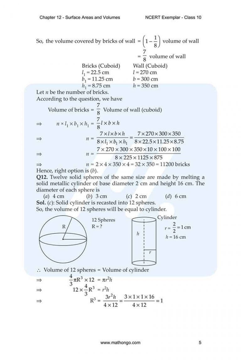 NCERT Exemplar for Class 10 Maths Chapter 12 – MathonGo