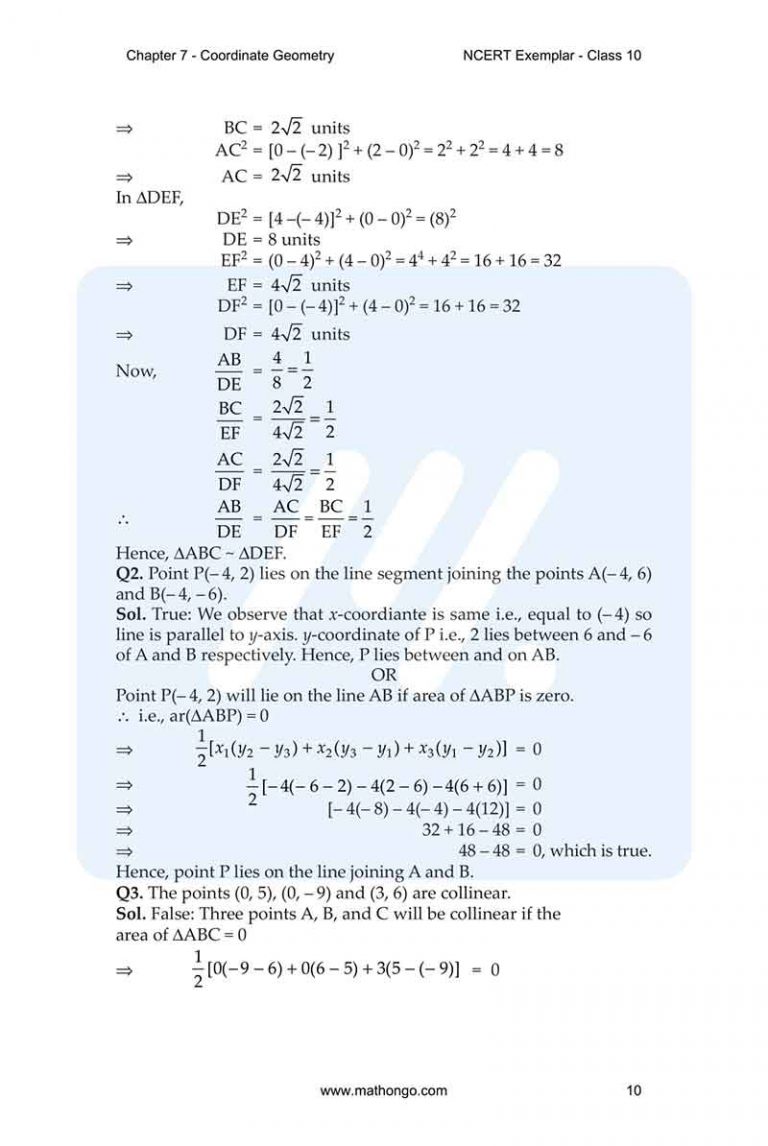 NCERT Exemplar for Class 10 Maths Chapter 7 – MathonGo
