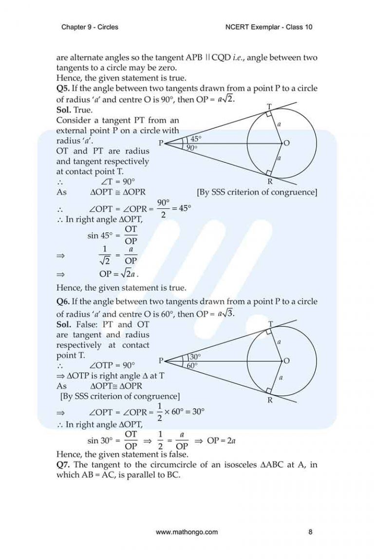 NCERT Exemplar for Class 10 Maths Chapter 9 – MathonGo