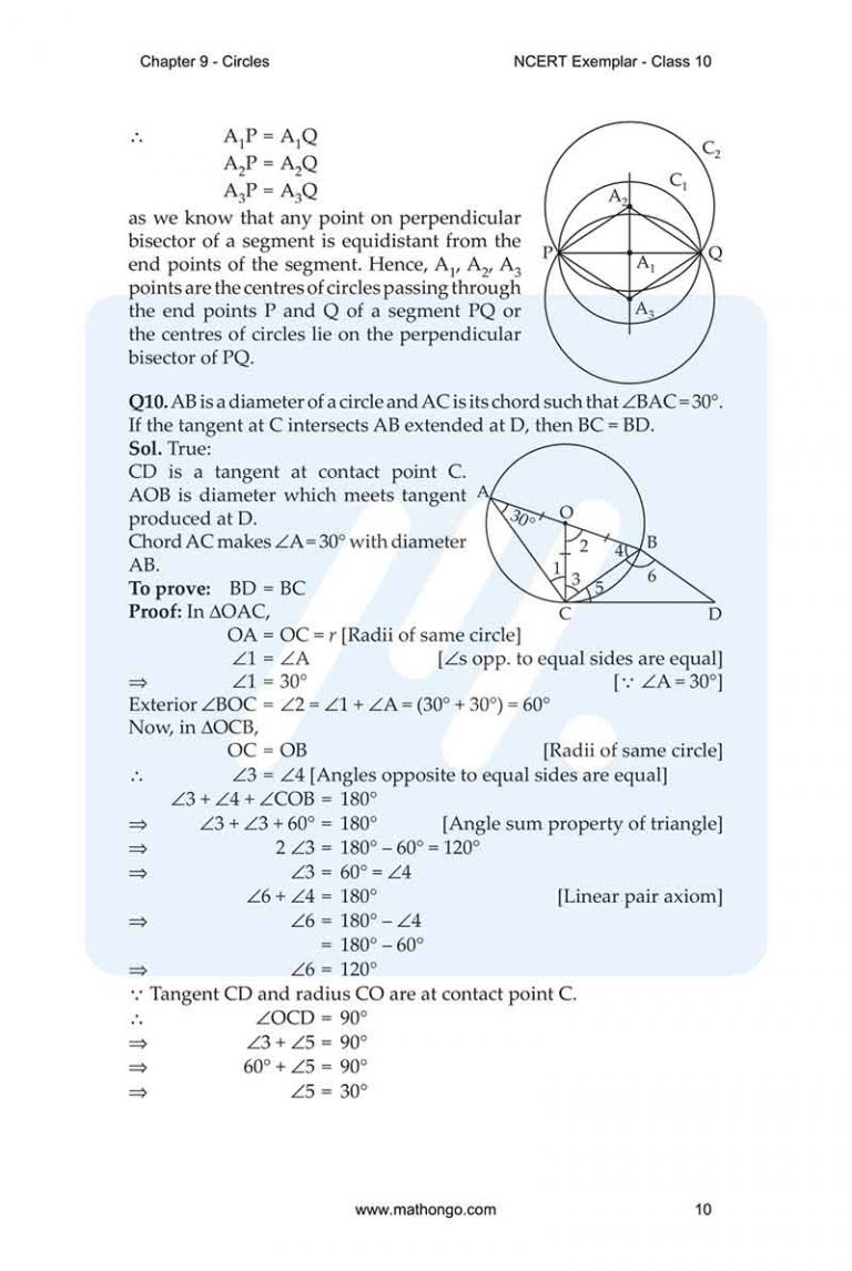 NCERT Exemplar for Class 10 Maths Chapter 9 – MathonGo