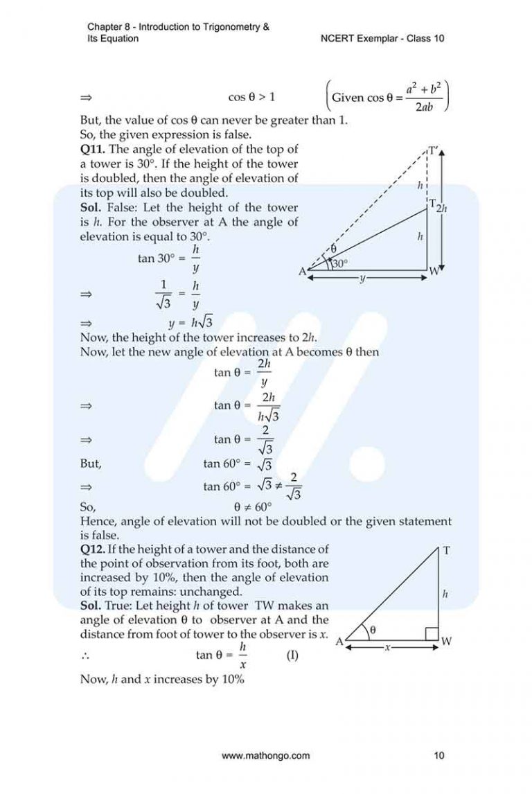 NCERT Exemplar for Class 10 Maths Chapter 8 – MathonGo