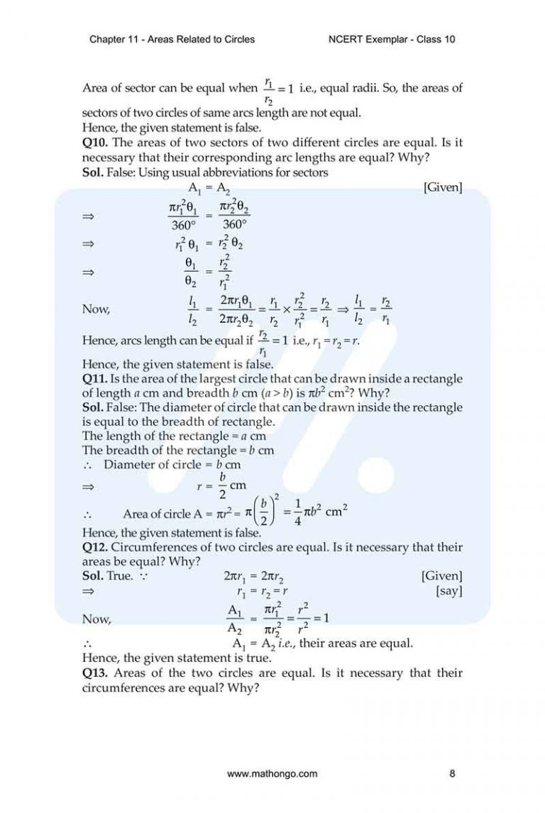 NCERT Exemplar for Class 10 Maths Chapter 11 – MathonGo