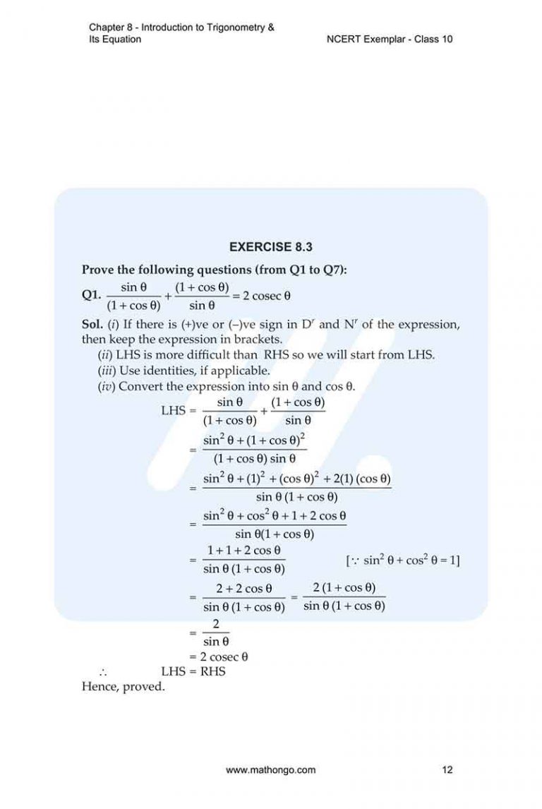 NCERT Exemplar for Class 10 Maths Chapter 8 – MathonGo