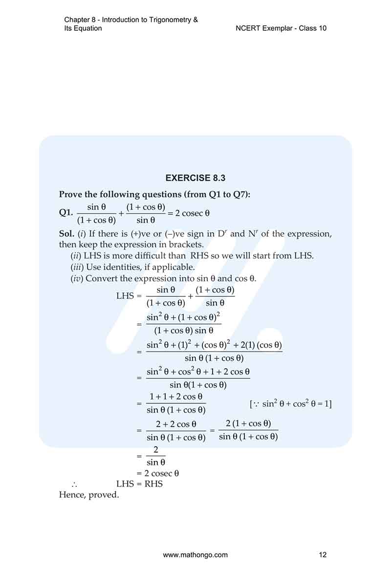 NCERT Exemplar for Class 10 Maths Chapter 8 – MathonGo