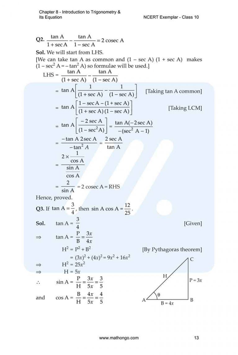 NCERT Exemplar for Class 10 Maths Chapter 8 – MathonGo
