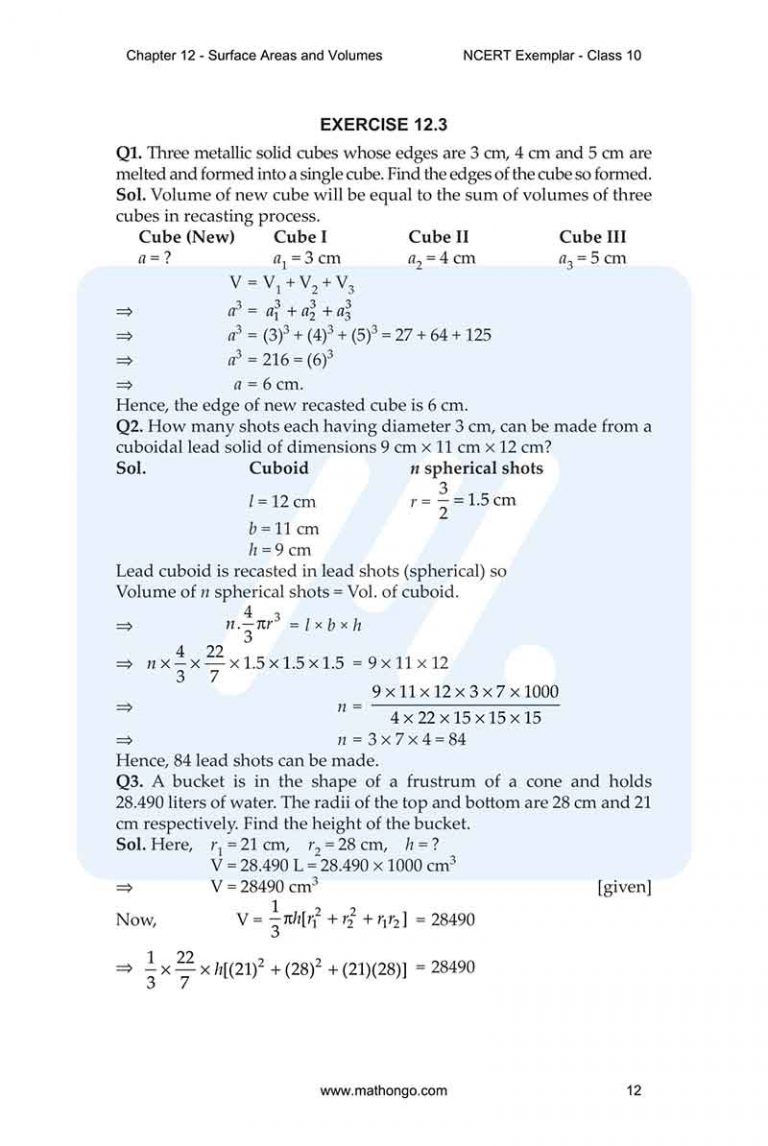 NCERT Exemplar for Class 10 Maths Chapter 12 – MathonGo