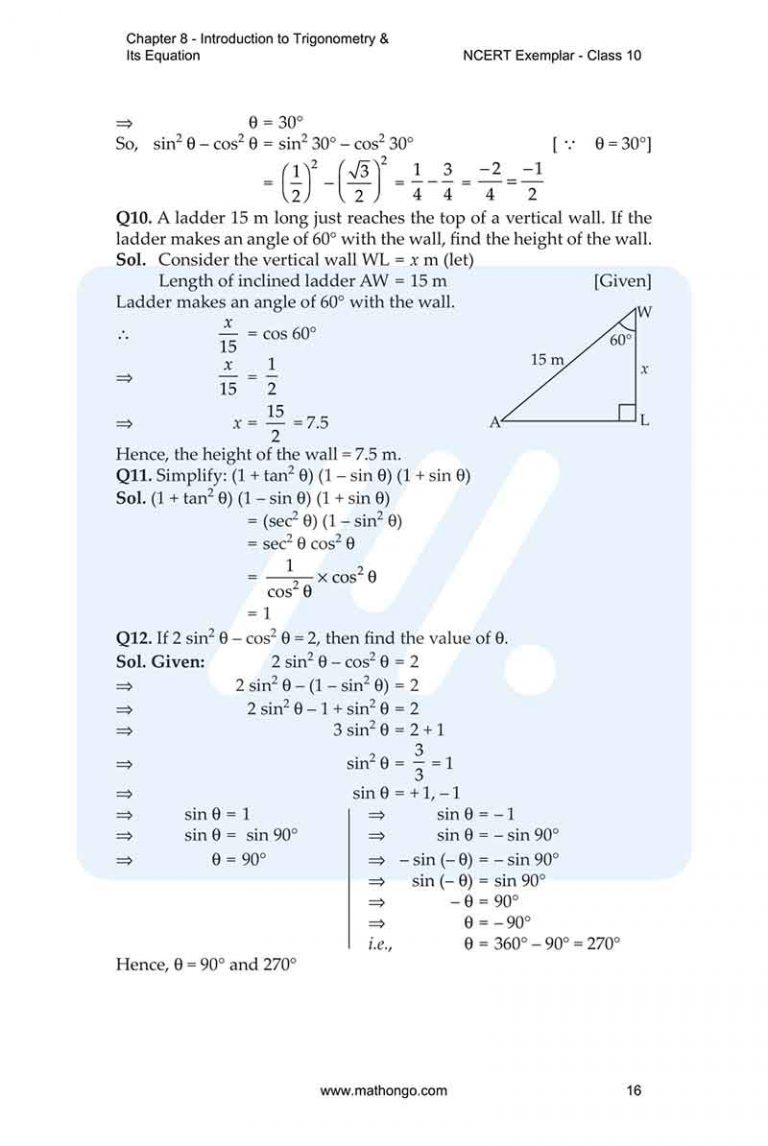 NCERT Exemplar for Class 10 Maths Chapter 8 – MathonGo