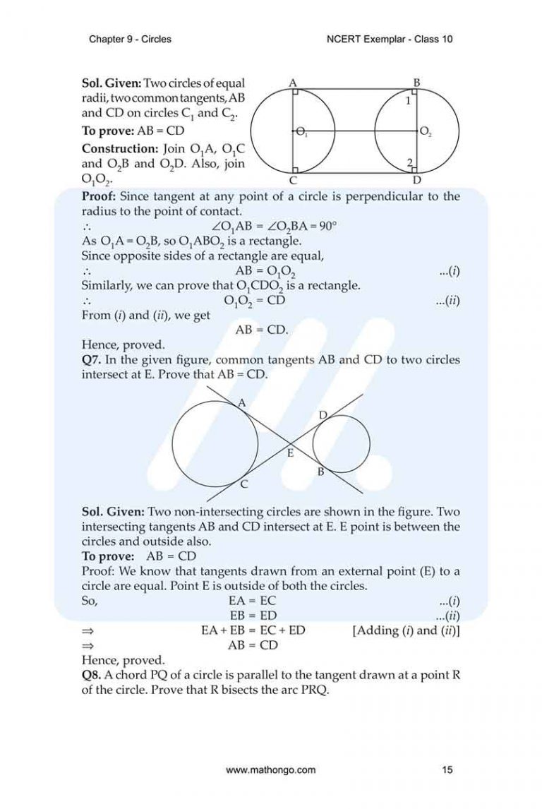 NCERT Exemplar for Class 10 Maths Chapter 9 – MathonGo