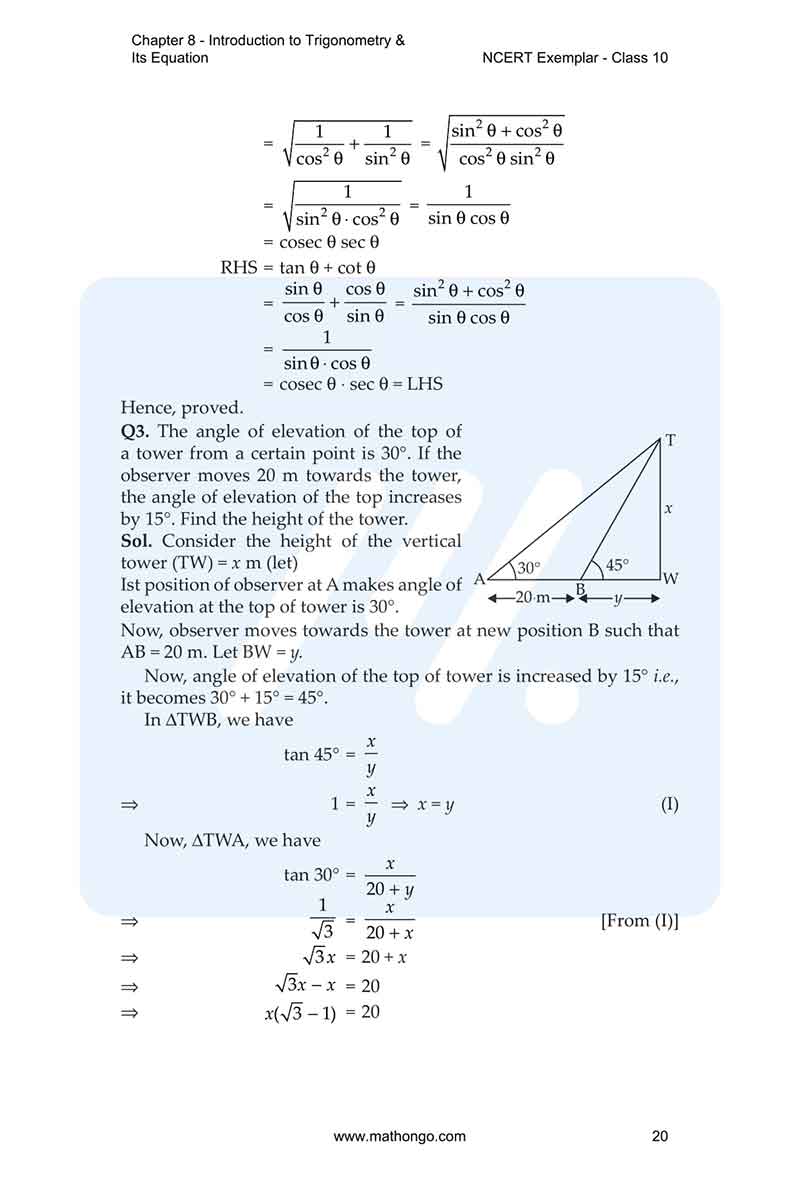 NCERT Exemplar for Class 10 Maths Chapter 8 – MathonGo