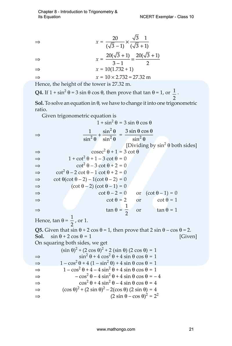 NCERT Exemplar for Class 10 Maths Chapter 8 – MathonGo