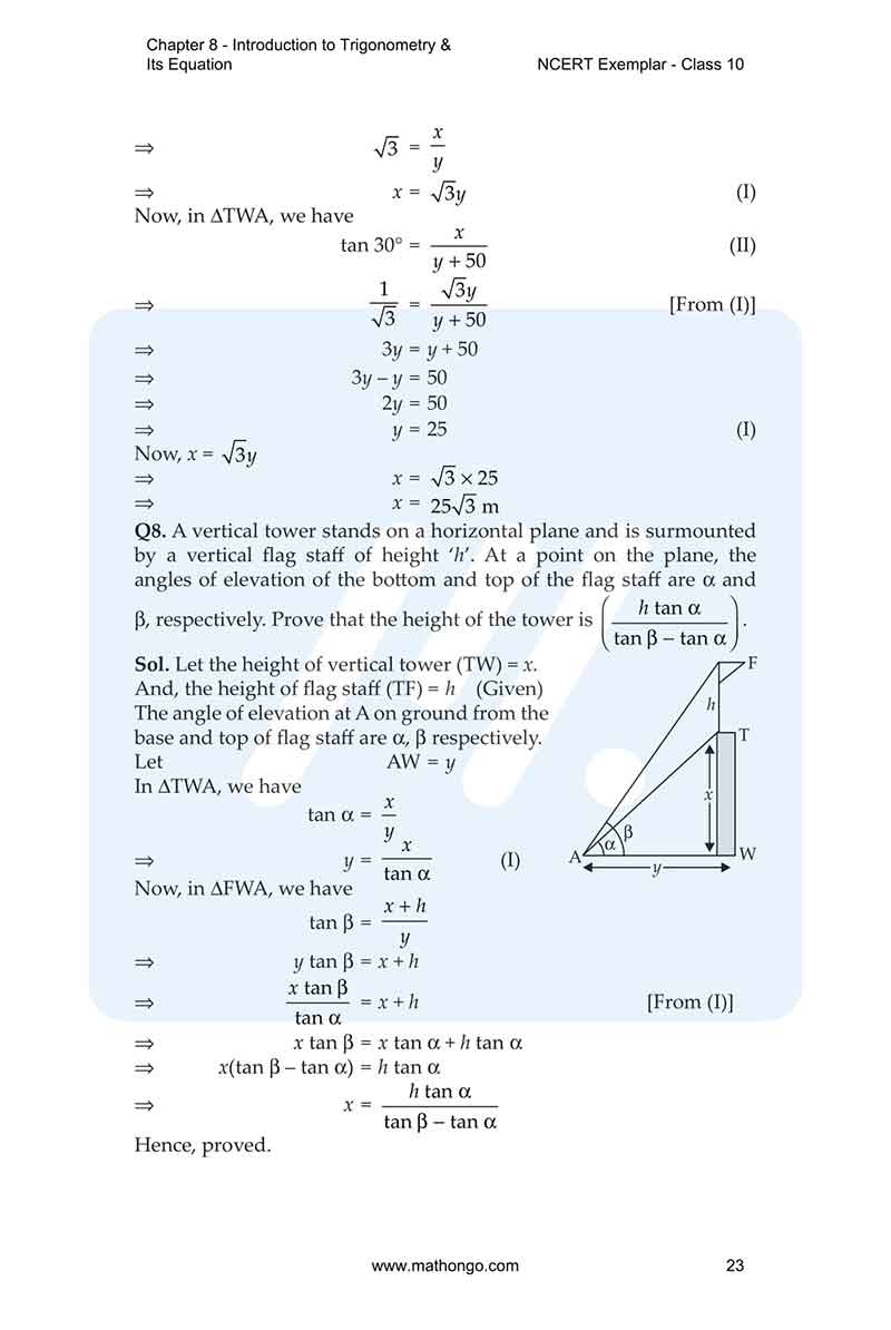 NCERT Exemplar for Class 10 Maths Chapter 8 – MathonGo