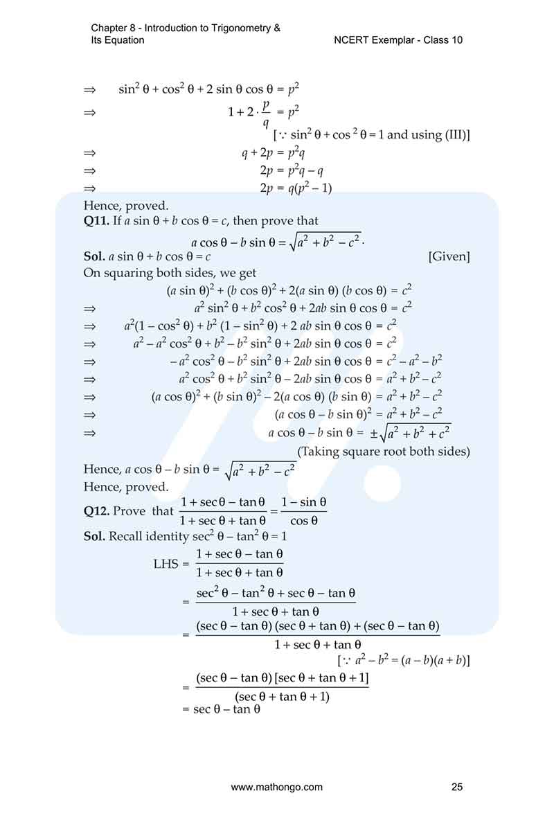 NCERT Exemplar for Class 10 Maths Chapter 8 – MathonGo