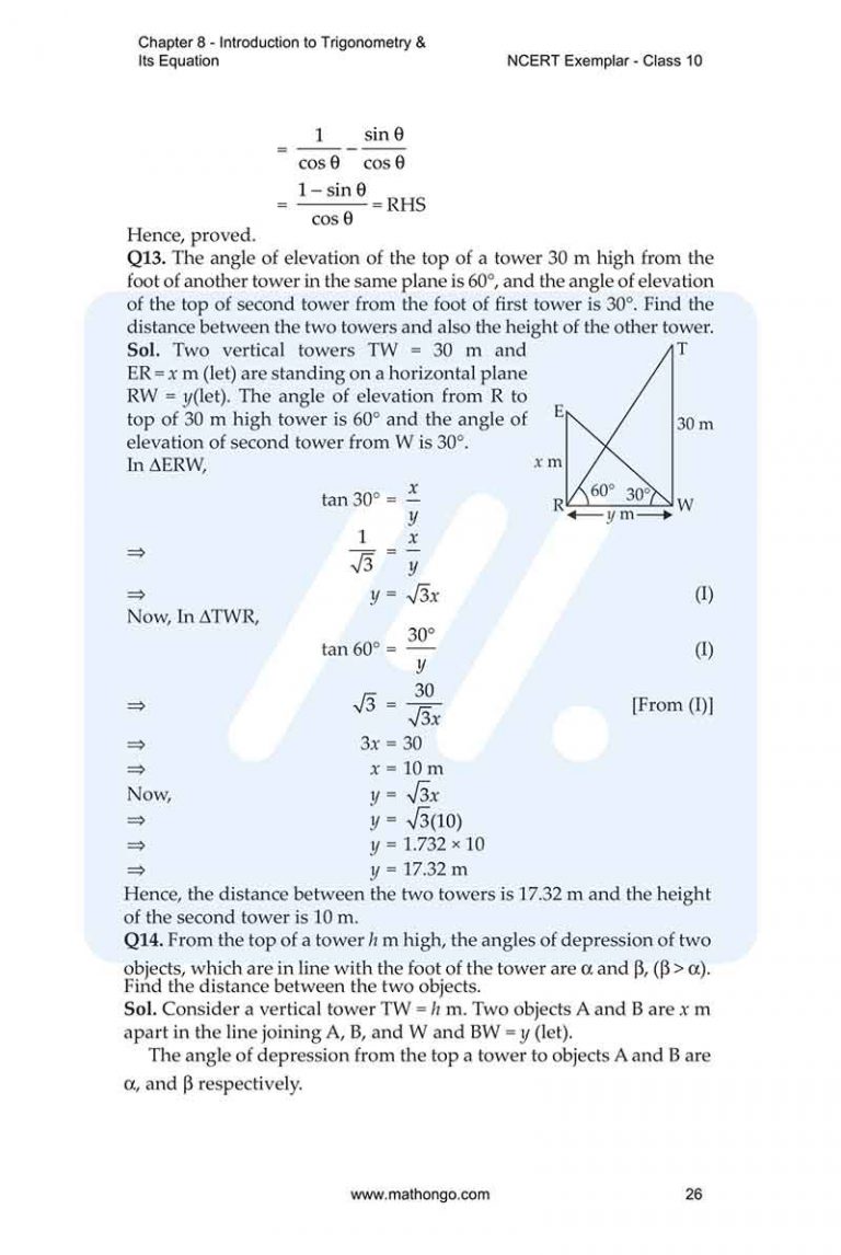 NCERT Exemplar for Class 10 Maths Chapter 8 – MathonGo