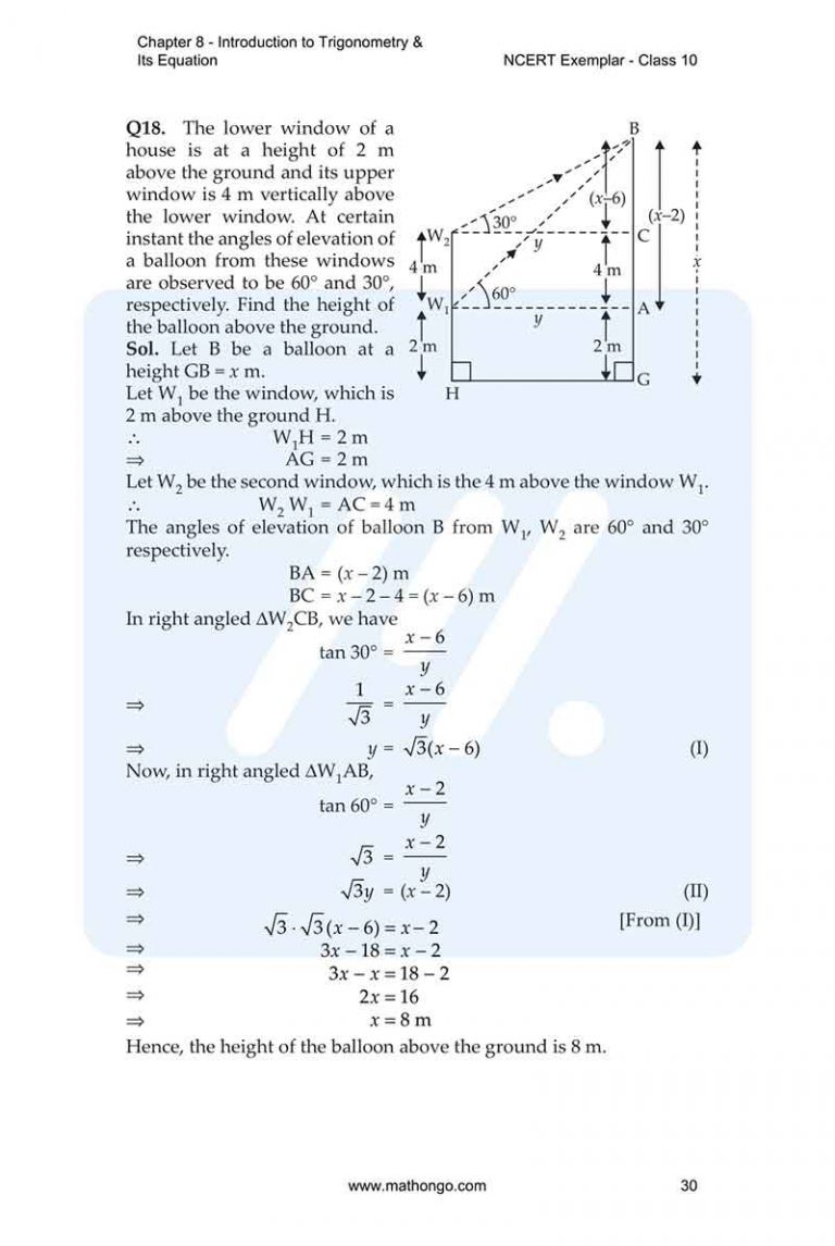 NCERT Exemplar for Class 10 Maths Chapter 8 – MathonGo