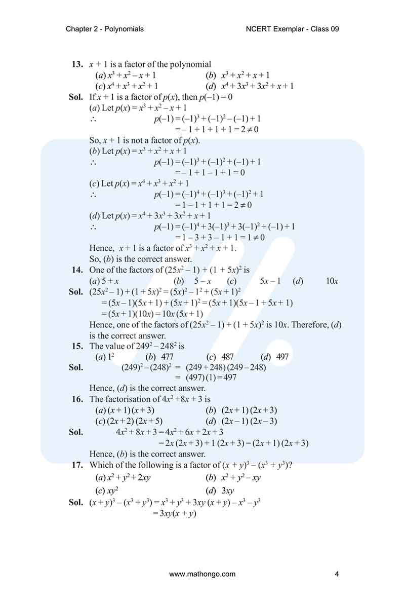 NCERT Exemplar for Class 9 Maths Chapter 2 – MathonGo