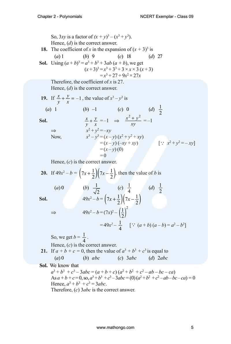 NCERT Exemplar for Class 9 Maths Chapter 2 – MathonGo