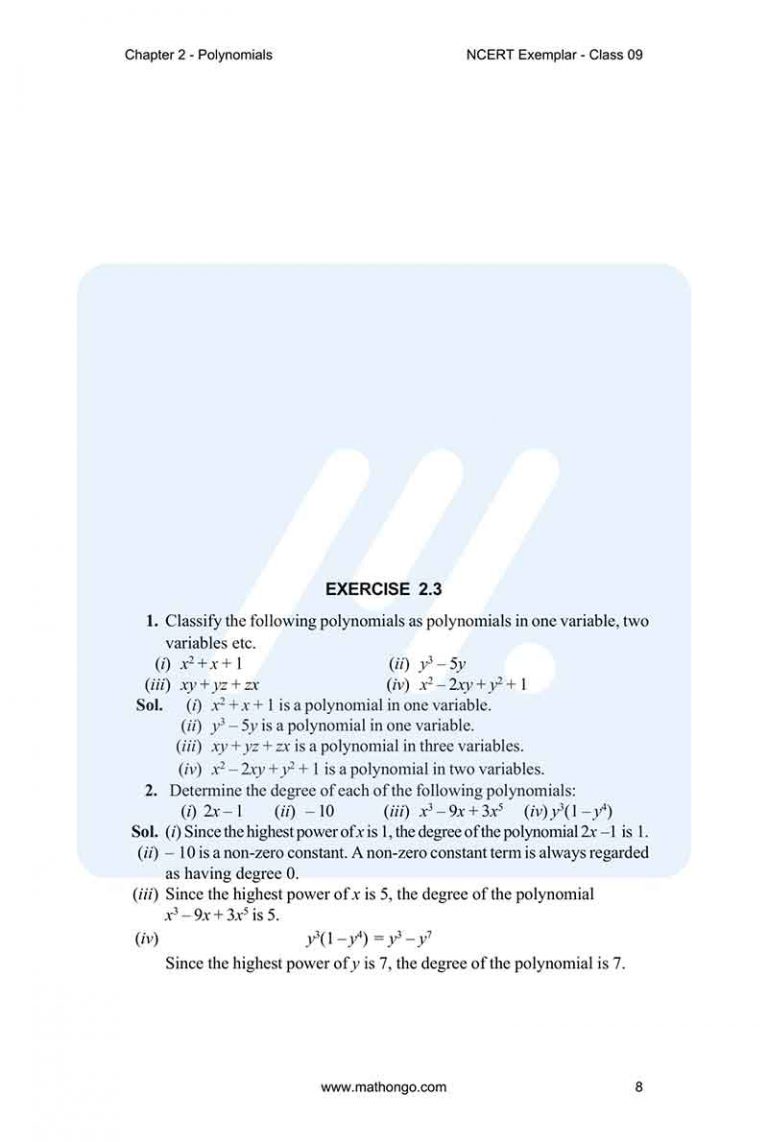 NCERT Exemplar for Class 9 Maths Chapter 2 – MathonGo